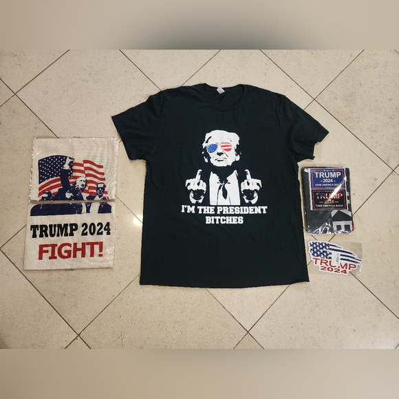 Accents | Trump 224 Tshirt Stickers Banner Flag Lot Of 8 Items | Poshmark